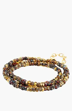 NIALAYA JEWELRY Miyuki Wrap Bracelet Brown