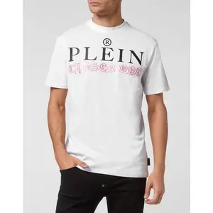 Philipp Plein T-shirt Round Neck Ss Tm - White/fuxiafluo