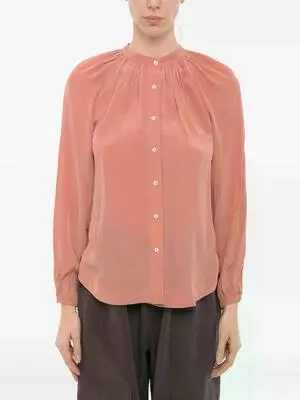 ALLSAINTS Pleated Mandarin Collar Shirt - Pink