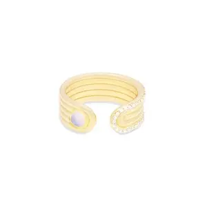 CAMPBELL + CHARLOTTE Found Cabochon Open Ring - Rainbow Moonstone