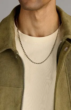 NIALAYA JEWELRY Silver Beaded Chain Necklace
