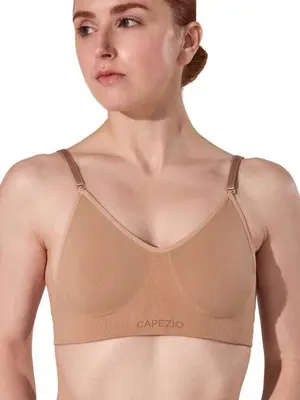 CAPEZIO Seamless Clear Back Bra - Dark Beige
