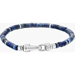 NIALAYA JEWELRY Lapis Heishi Bracelet - Blue Lapis