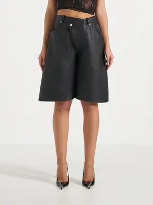 Manière De Voir Maniere De Voir Hazel Leather Wrapover Bermuda Shorts