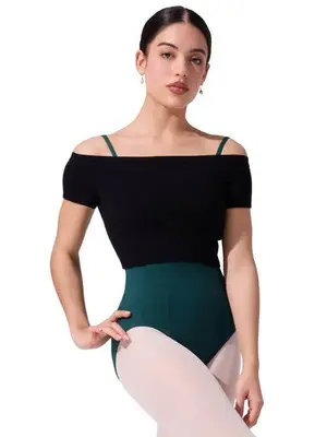 CAPEZIO Ribbed Knit Cropped Sweater - Black