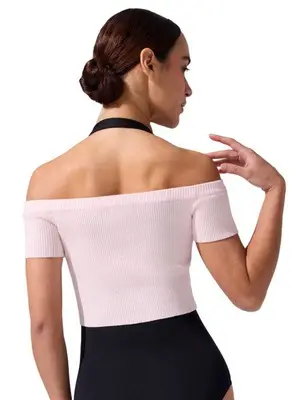 CAPEZIO Ribbed Knit Cropped Sweater - Pink