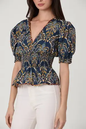 Shoshanna Balinese Palm Print Jocelyn Top