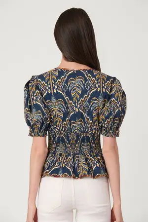 Shoshanna Balinese Palm Print Jocelyn Top