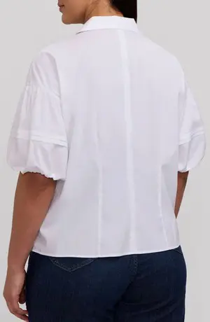 Foxcroft Lucia Puff Sleeve Popover Shirt