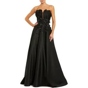 Mac Duggal Strapless Floral Embellished Ballgown