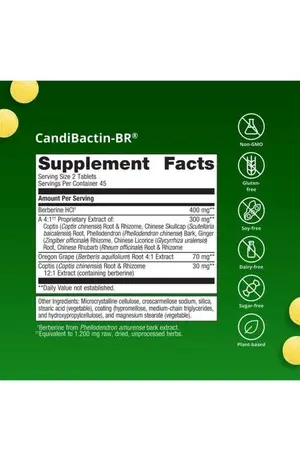 METAGENICS Candibactin Br Concentrated Berberine Intestinal Support Supplement 90 Tablets