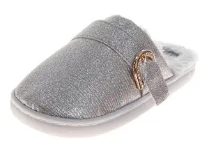 Badgley Mischka Ladies Ballerina Slippers - Silver