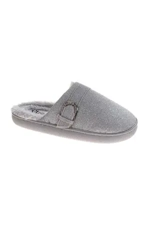 Badgley Mischka Ladies Ballerina Slippers With Bow Detailing - Silver