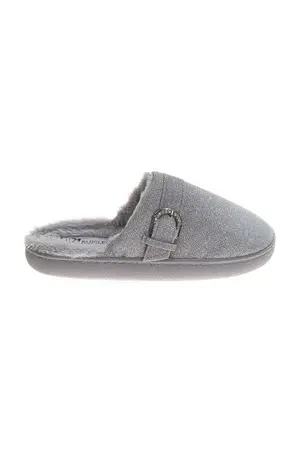 Badgley Mischka Ladies Ballerina Slippers With Bow Detailing - Silver