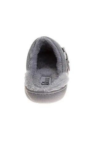 Badgley Mischka Ladies Ballerina Slippers With Bow Detailing - Silver
