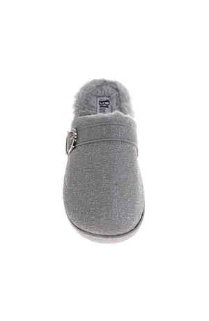 Badgley Mischka Ladies Ballerina Slippers With Bow Detailing - Silver