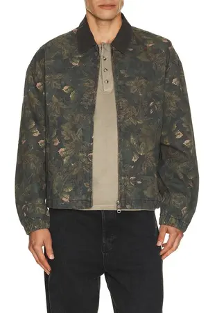 THISISNEVERTHAT Denim Blouson Jacket In Green - Flower