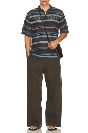 THISISNEVERTHAT Striped Knit Polo In Blue