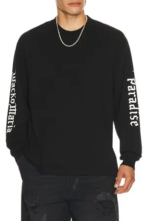 WACKO MARIA Washed Heavy Weight Crew Neck Long Sleeve Tee Shirt Type 1 - Black