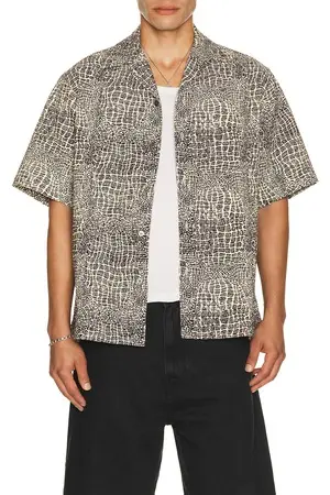 WACKO MARIA Wolf's Head 50's Short Sleeve Shirt Type 3 In Brown