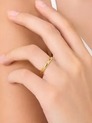 DEVATA 14k Yellow Dome Band Ring