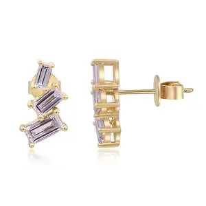 MYGEMMA 1.48 Ctw Lab-grown Diamond Baguette Earrings In Yellow Gold