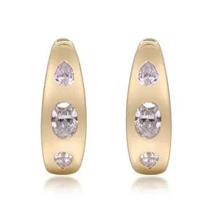 MYGEMMA 1.15 Ctw Lab-grown Diamond Yellow Gold Hoop Earrings - Yellow_gold