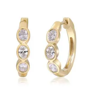 MYGEMMA 14k Yellow Gold Oval Lab-grown Diamond Hoop Earrings - Yellow_gold