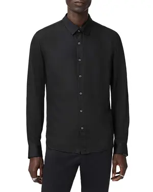John Varvatos Ross Long Sleeve Button Front Shirt - Black