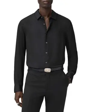 John Varvatos Ross Long Sleeve Button Front Shirt - Black