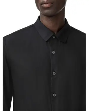 John Varvatos Ross Long Sleeve Button Front Shirt - Black