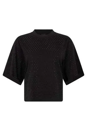 Pinko Cotton Rhinestone Short-sleeve T-shirt - Black