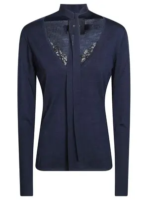 Pinko Lingerie-inspired Lightweight Wool Sweater - Blu
