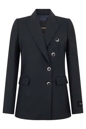 Pinko Striped Jacket With Decorative Buttons - Blue