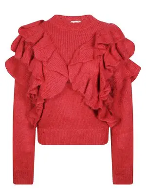 Elisabetta Franchi Ribbed Turtleneck Fine Knit Sweater - Rosso