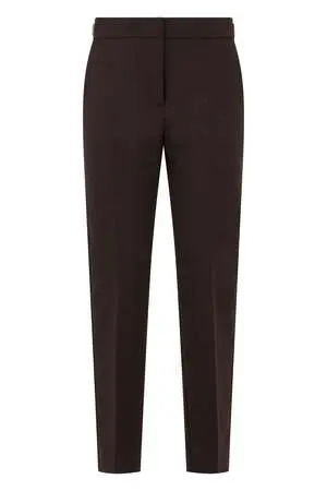 Max Mara Slim-fit Wool Trousers With Pleats And Belt - Burgundy