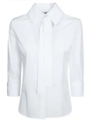 Elisabetta Franchi Tailored Button-front Shirt With Tie Detail - Bianco