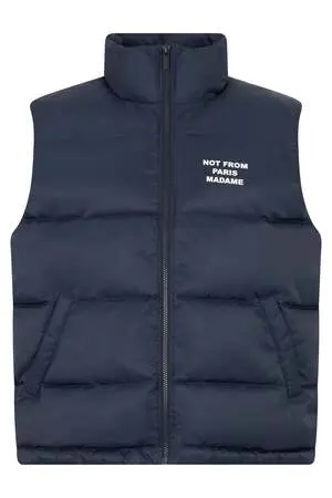 Drole De Monsieur Padded High Collar Gilet - Blue