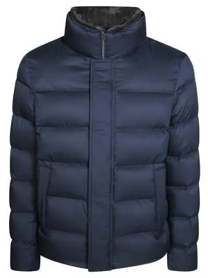 Herno Quilted Zip-up Jacket With Stand Collar - Blu