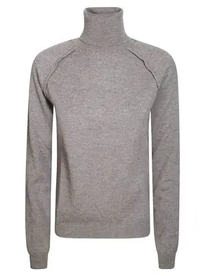 DONDUP Slim-fit Polo-neck Wool Sweater - Marrone