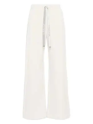 Max Mara Double Cotton T-shirt Trousers With Jacquard Drawstring - Bianco