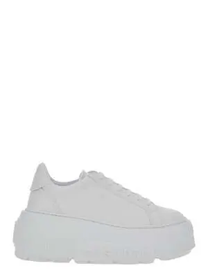 Casadei Leather Sneakers With Platform Heel - White