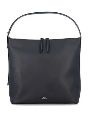 A.p.c. Vera Smooth Leather Shoulder Bag With Double Zip - Nero