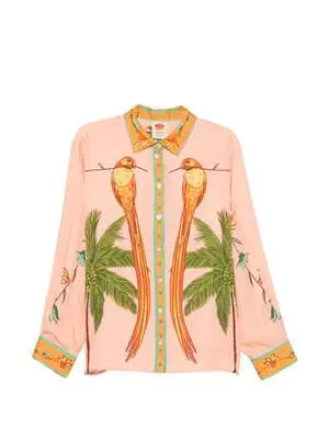 Farm Rio Long-sleeved Printed Viscose Shirt