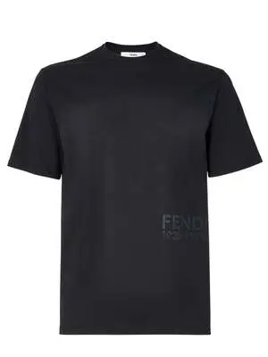 Fendi Regular-fit Cotton T-shirt With Stencil 1925 Graphic On Left Hem - Nero