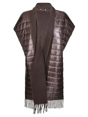 Herno Ultralight Poncho Gilet With Textured Detail - Marrone