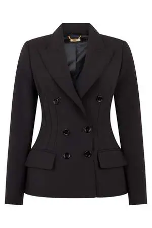 Elisabetta Franchi Double-breasted Structured Jacket For - Black