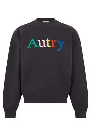 AUTRY Crewneck Sweatshirt With Embroidered Logo - Black