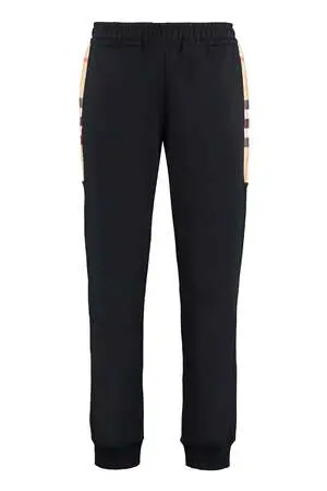 Burberry Drawstring Waist Track Pants With Tartan Print Detail - Black