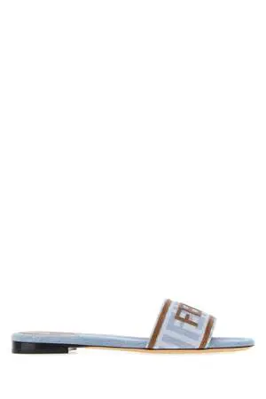 Fendi Sunshine Logo-patch Slide Sandals - Denimcielo